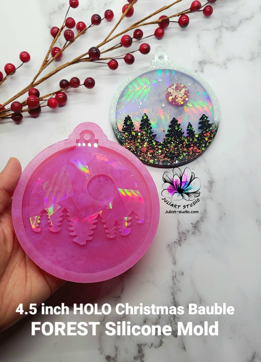 4.5 Inch Holographic Bauble FOREST Silicone Mold for Resin Casting - Etsy