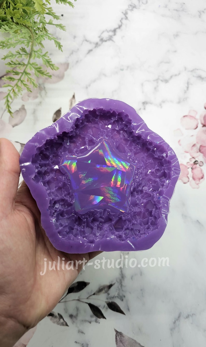 4.5 Inch HOLO Crystal Edge Flower Dish Silicone Mold for Resin Casting ...