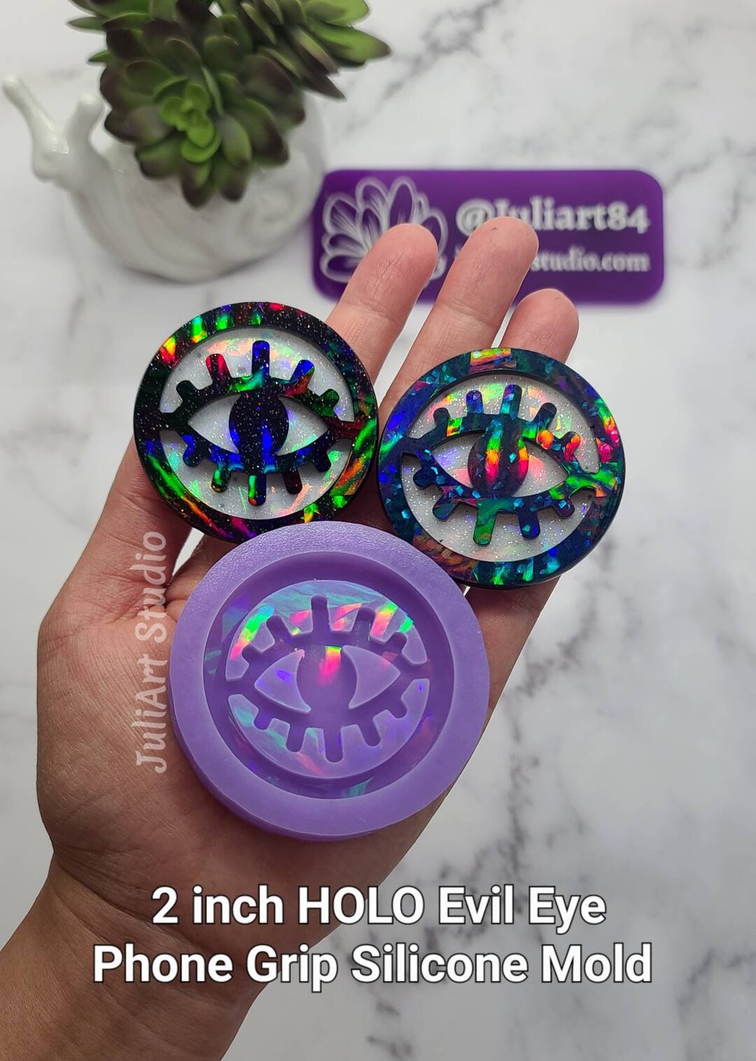 2 Inch Holographic Evil Eye Silicone Mold for Resin Casting. - Etsy