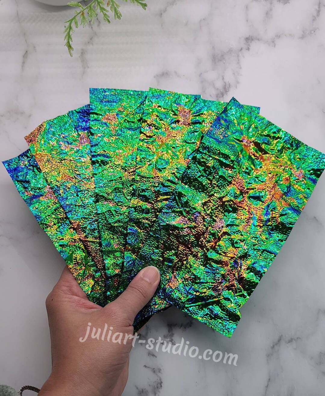 IRIDESCENT DICHROIC SHEET for Resin Art - Glossy Green Leaf (not Sold ...