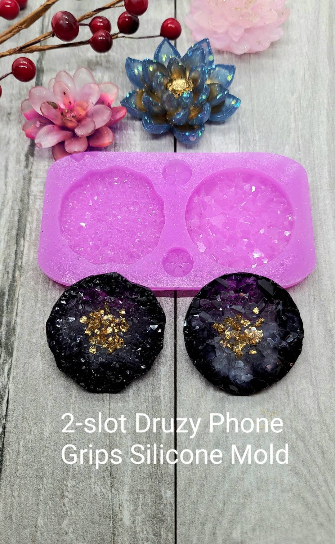 2-slot Druzy Grips Silicone Mold for Resin Casting - Etsy