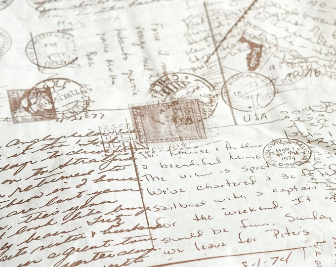 Printed Tissue Paper, Brown Script Large Folded Sheets, Patterned ...