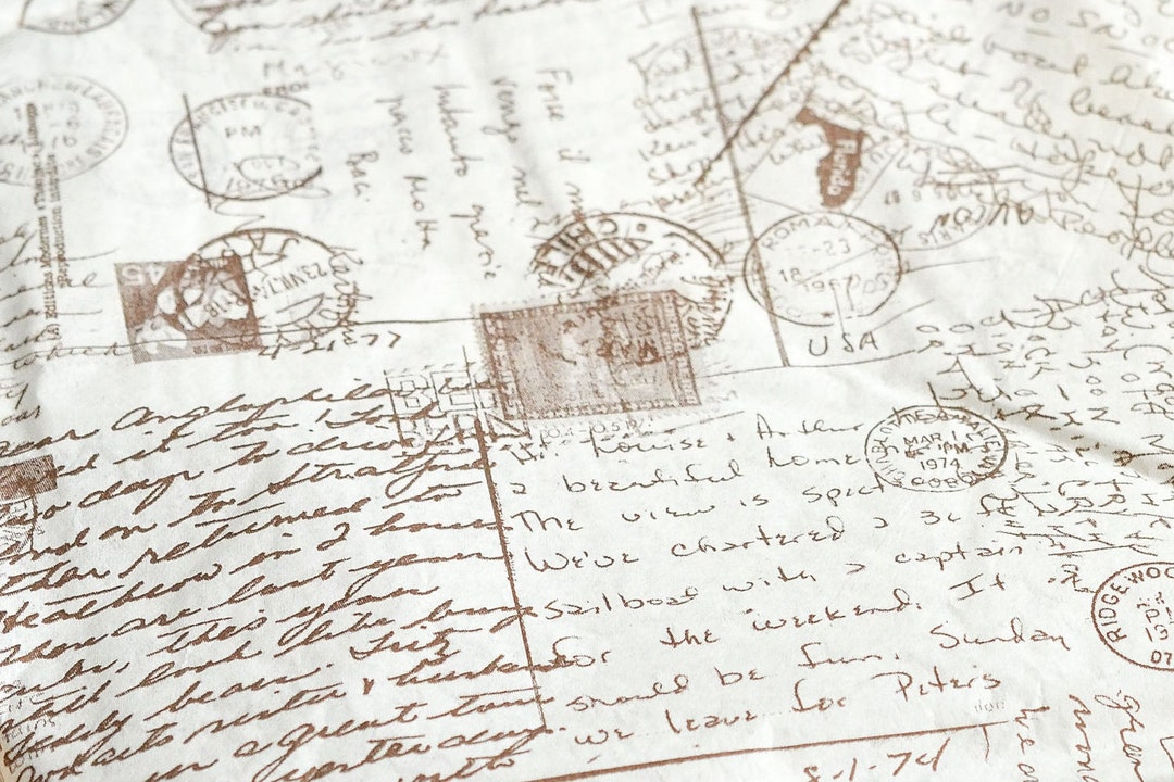 Printed Tissue Paper, Brown Script Large Folded Sheets, Patterned ...