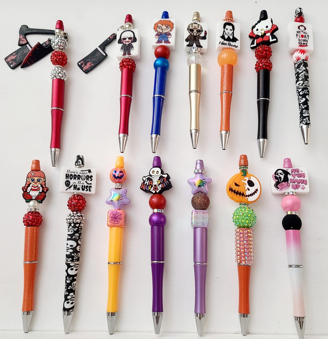 Beaded Halloween Pens Beadable Pens Scary Horror Pumpkin Refillable ...