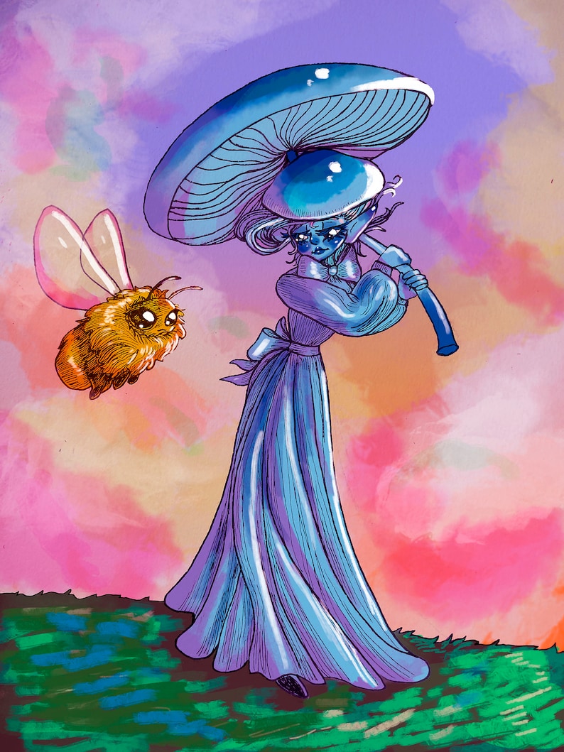 Pixie Parasol Mushroom - Adorable Art Print - Etsy