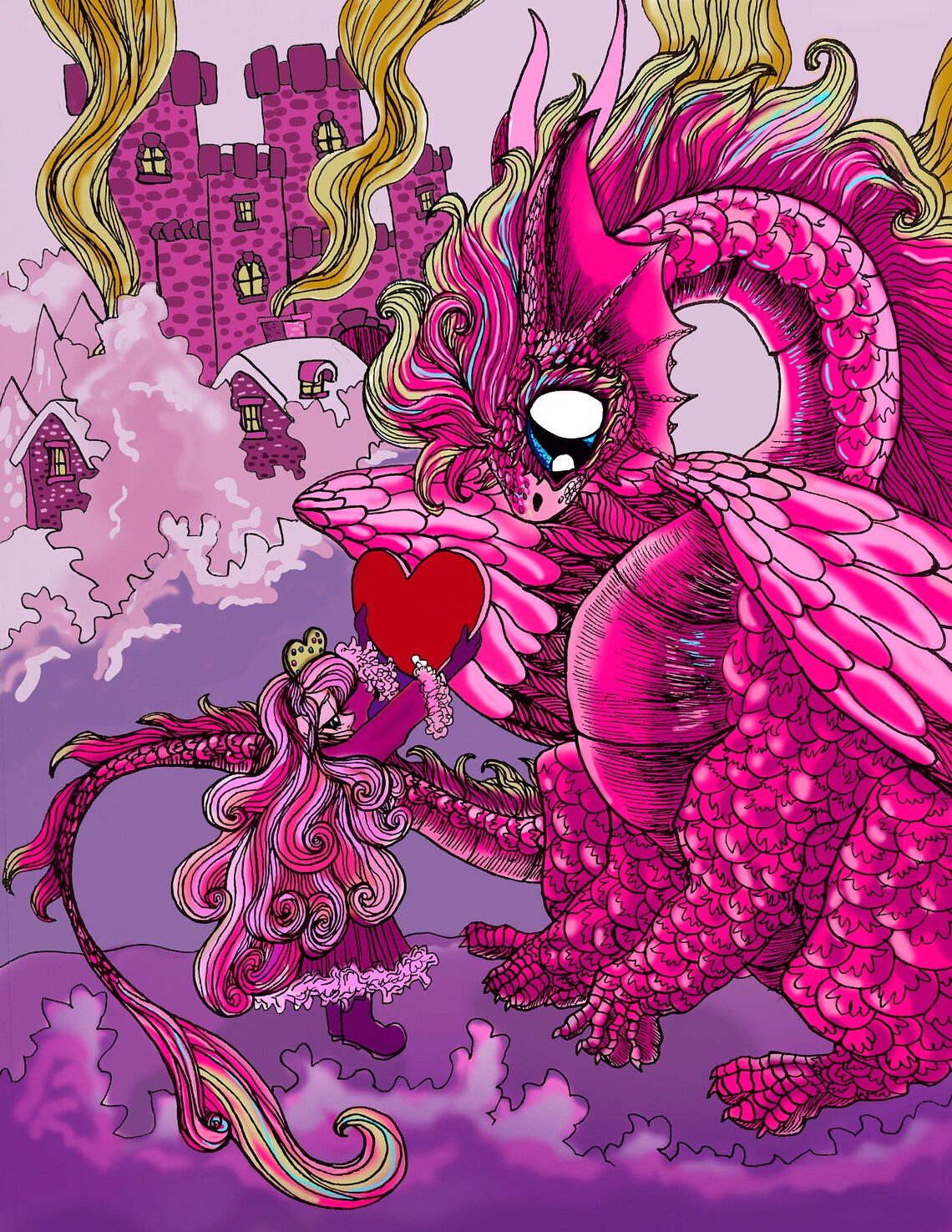 Valentine's Dragon - Art Print - Etsy