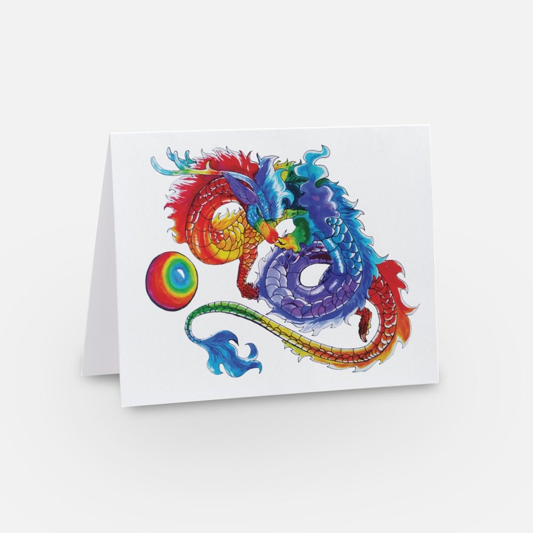 Rainbow Dragon Greeting Card - Etsy