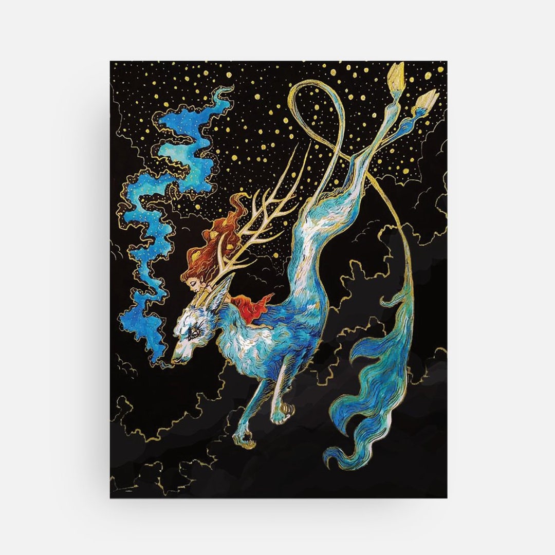 Flight of the Wolf King - Post Card Art Print - Etsy