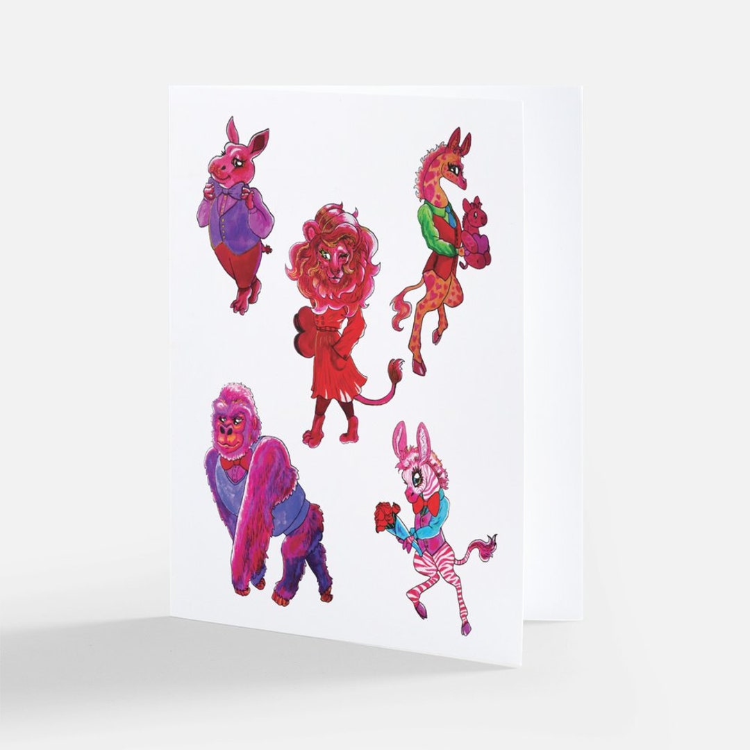African Animals Valentine's Day Card - Etsy