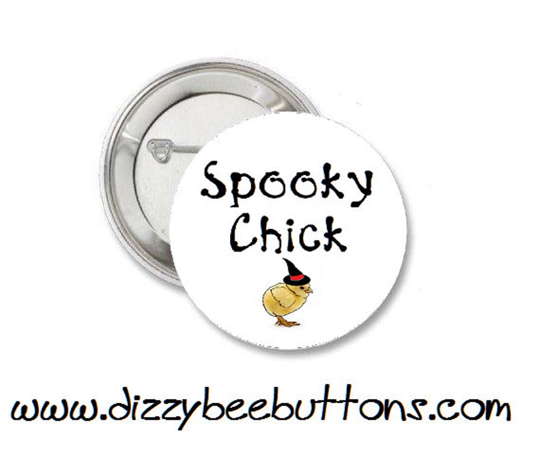 Spooky Chick Halloween Goth Girl Cute - 1.25" or 1.5" - Pinback Button ...