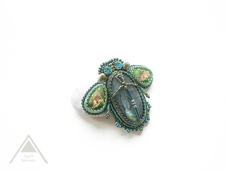 Green Bug Brooch Beetle Jewelry Fly Scarab Pin Beadwork Insect Jewelry ...