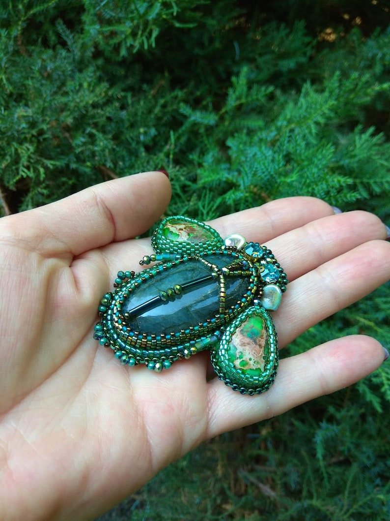 Green Bug Brooch Beetle Jewelry Fly Scarab Pin Beadwork Insect Jewelry ...