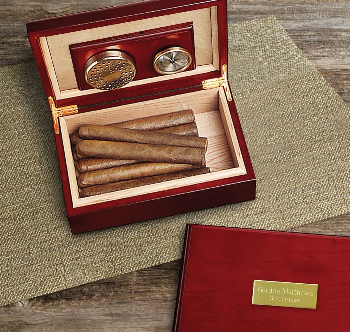 Personalized Desktop Cigar Humidor | Cigar Storage Box | Cherry Wood ...
