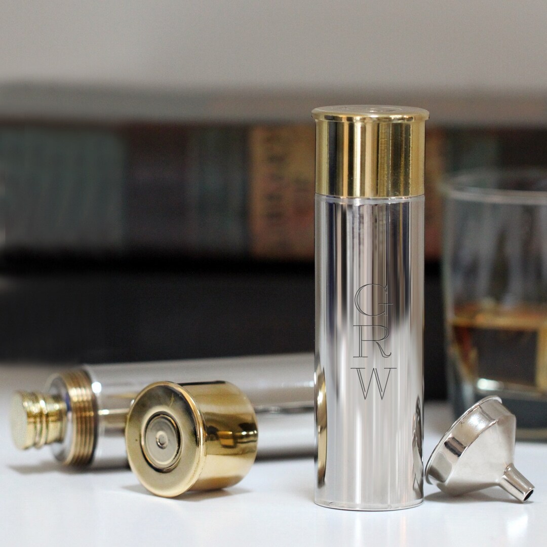 Engraved Shotgun Shell Flask Stainless Steel Shotgun Shell Style Flask ...