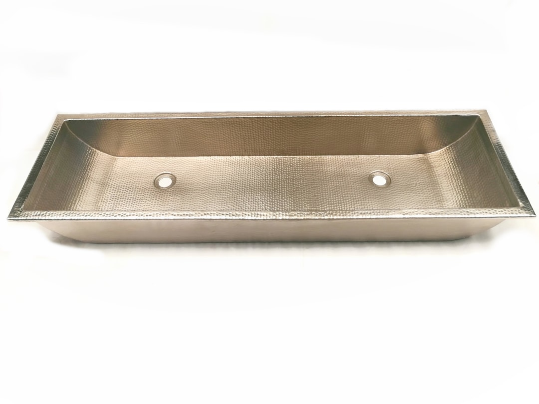 CONDO in BRUSHED NICKEL - Trough Undermount or Drop-in Dual Bath Copper ...