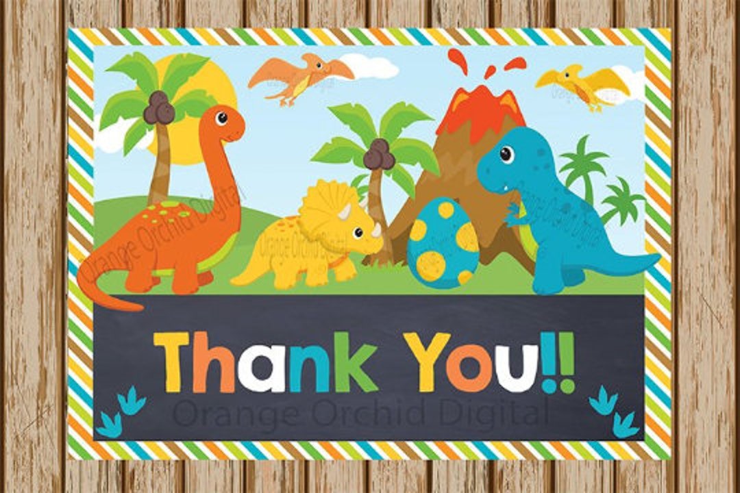 INSTANT DOWNLOAD- Dinosaur Thank You Note- Dinosaur Gift Tags- Baby ...