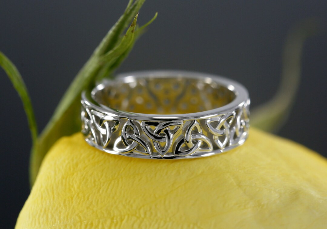 14K White Gold Celtic Wedding Band Celtic Ring Eternity - Etsy