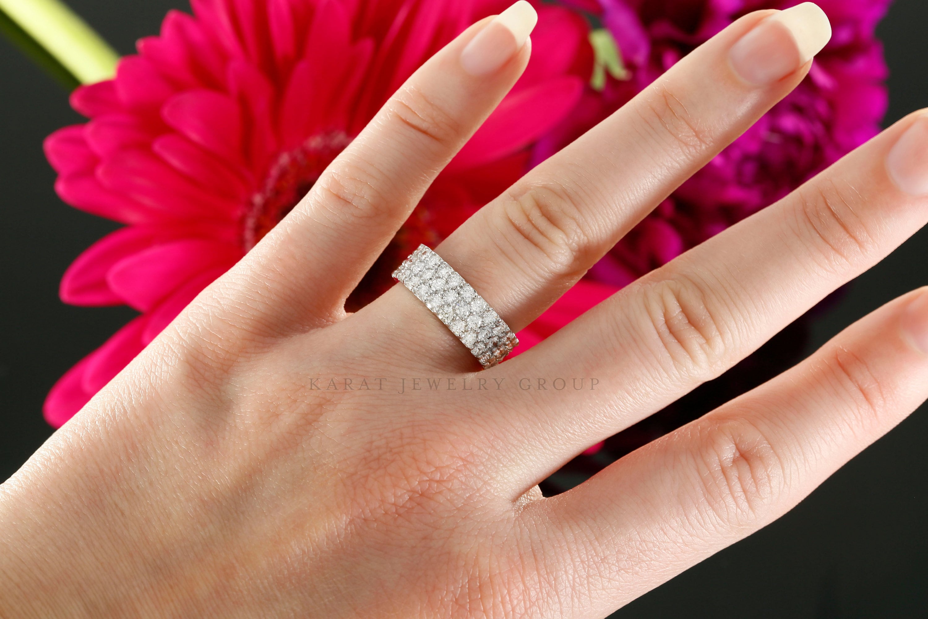 Pave wide band ring store