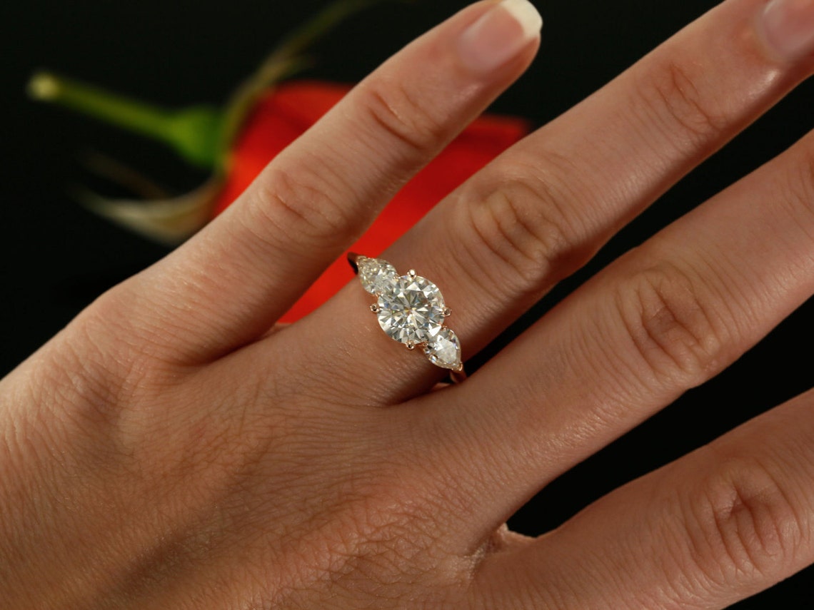 7.5mm Round and Pear Shape Near Colorless Forever One | Etsy