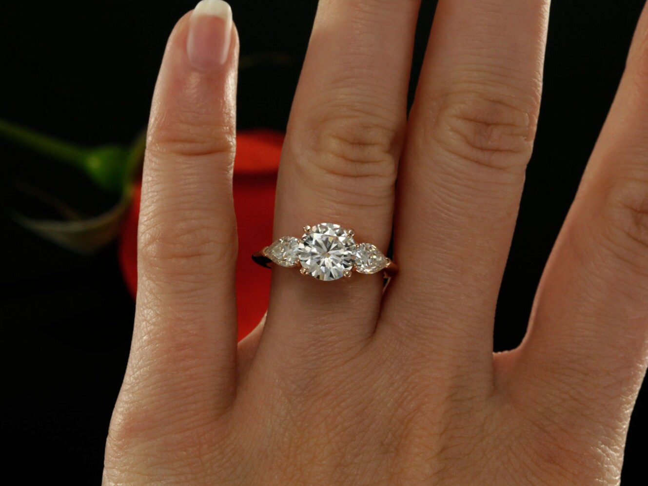 7.5mm Round and Pear Shape Near Colorless Forever One - Etsy