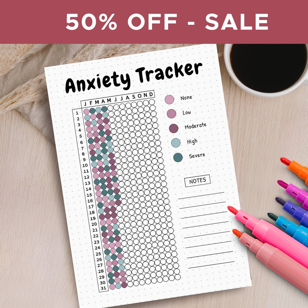 Printable Anxiety Tracker, Bullet Journal Page, Mood Tracker, Mental ...