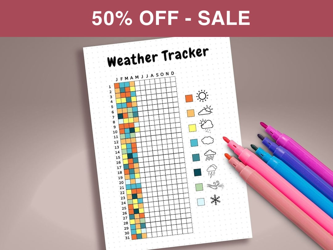 Weather Tracker Journal Page, Printable Yearly Tracker, A5 Planner Page ...