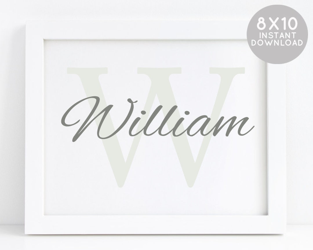 Boy Name Sign Printable Monogram Nursery Name Sign Custom - Etsy