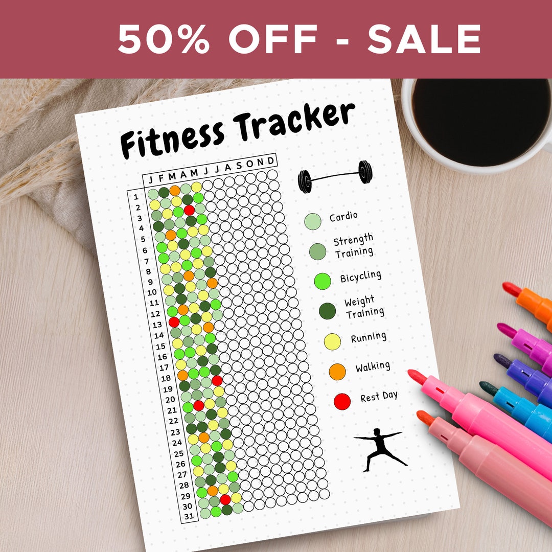 Fitness Tracker Bullet Journal Page, A5 Printable Yearly Tracker ...