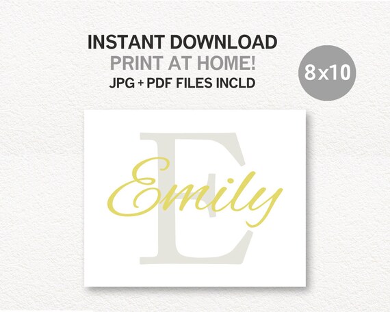 Prints Custom Name Poster Script Nursery Name Printable Baby Girl ...