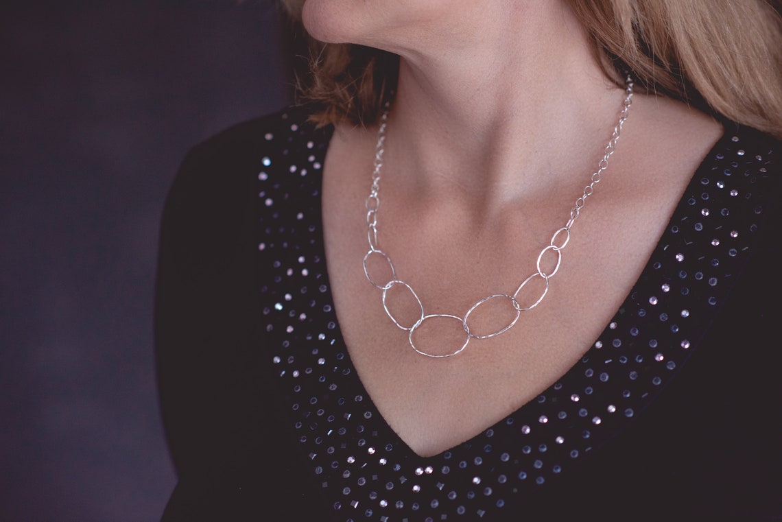 Cascade Hand-forged Argentium Silver Chain Necklace | Etsy