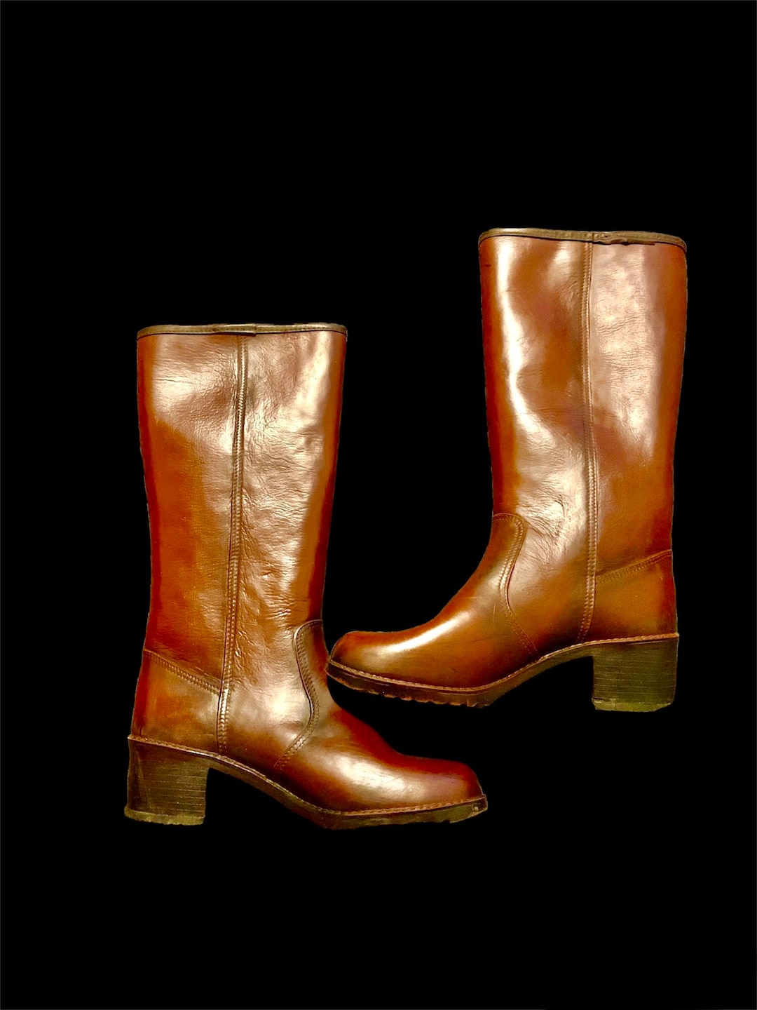 Vintage Boots Derri Boots Mapbot Boots Vinyl Boots Brown Made in ...