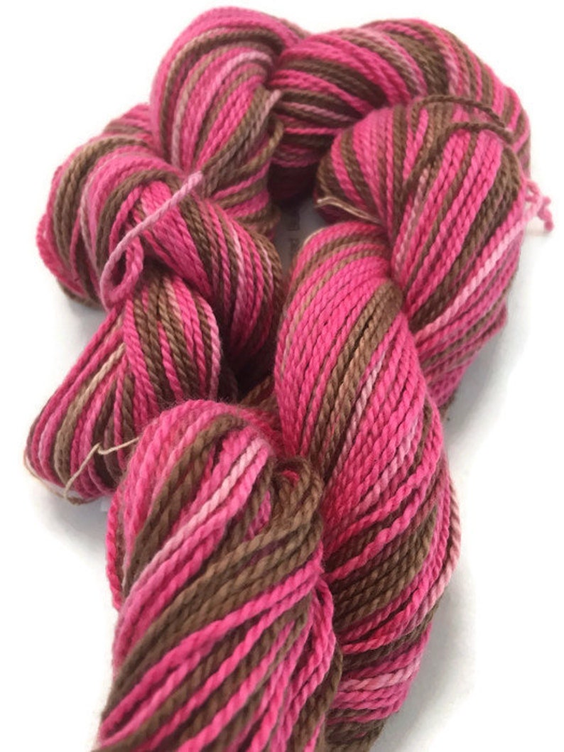 Hand-dyed Cotton Yarn 2-ply 200 Yards in Brown and Pinks - Etsy