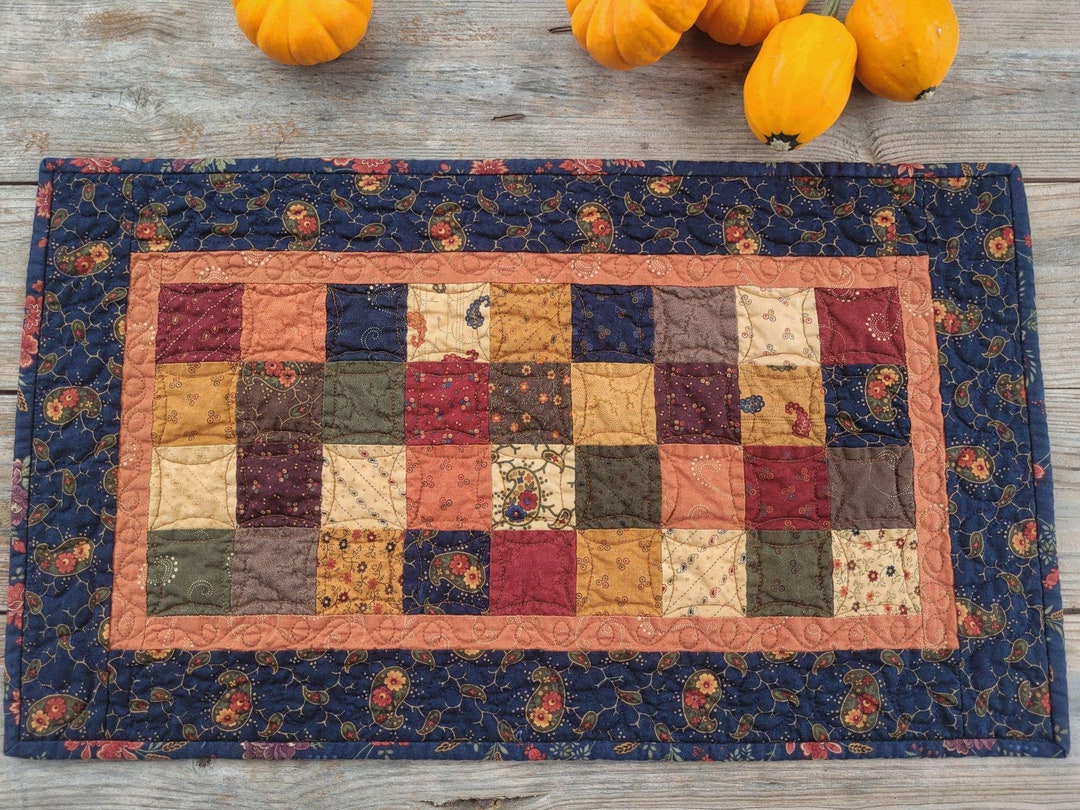 Quilted Table Runner in Dark Country Colors - Etsy