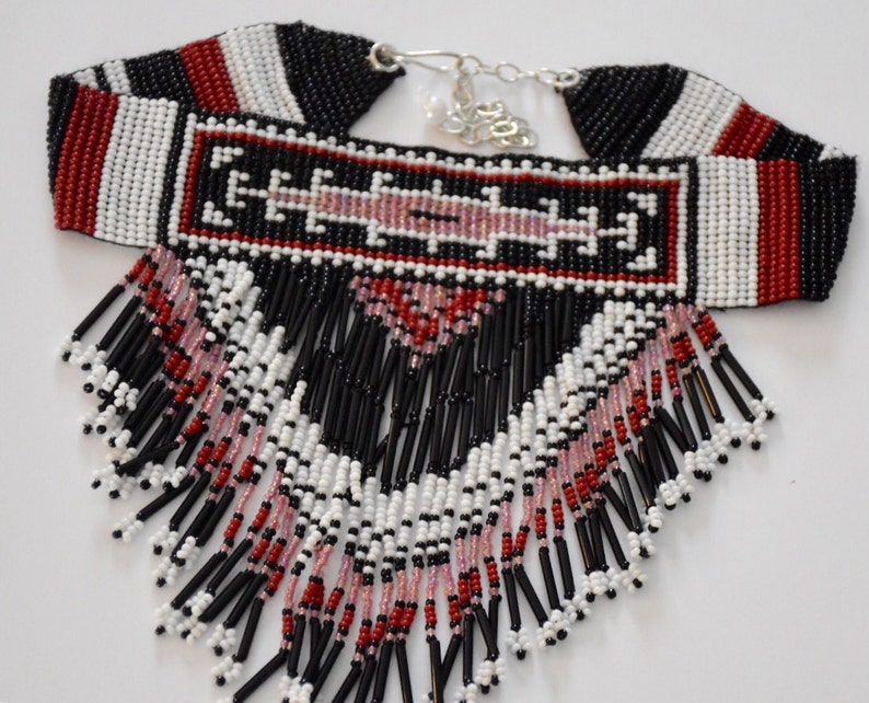 Native American Style Seed Bead Choker and Earrings Multicolor - Etsy