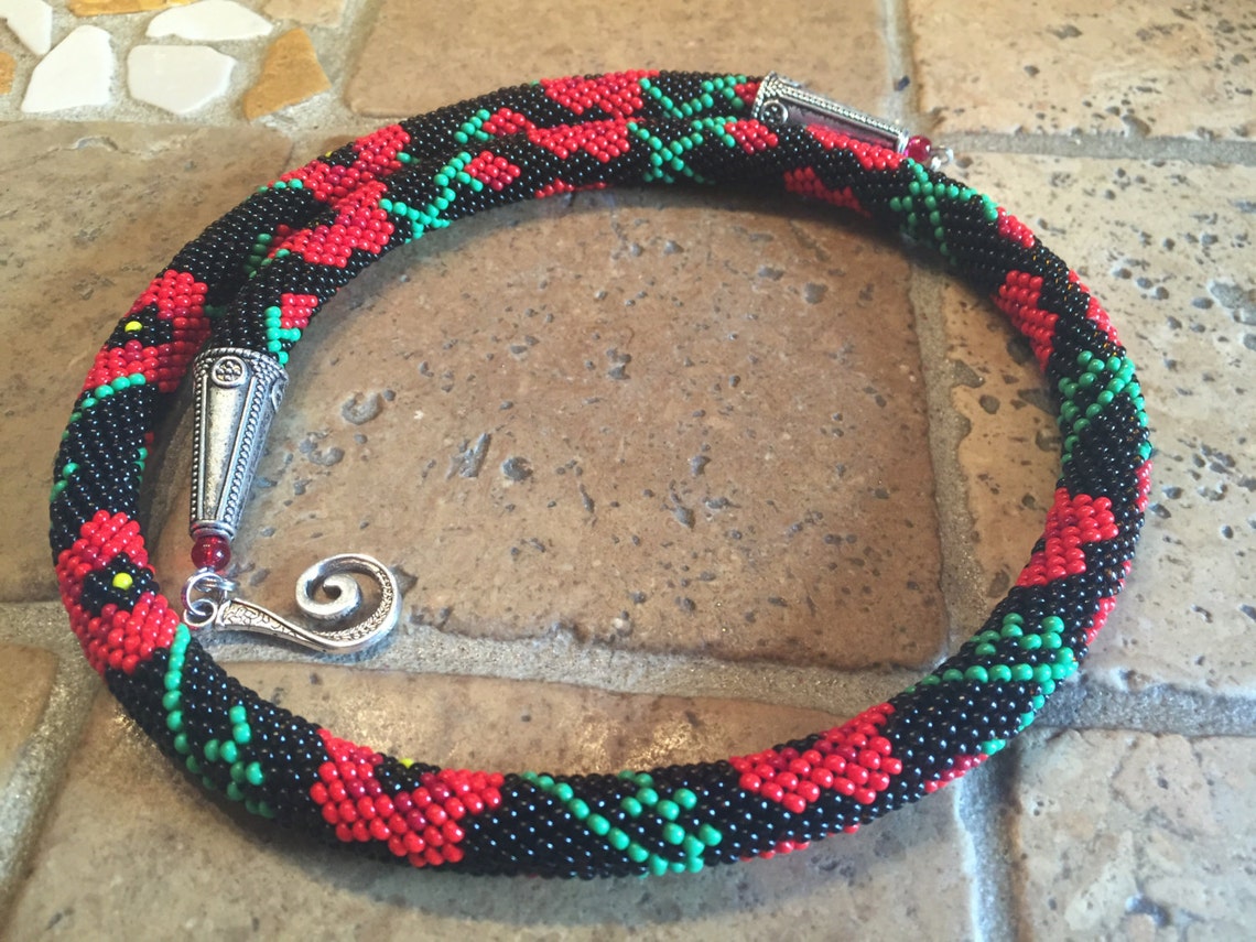 Beaded Crochet Necklace Beaded Crochet Rope Spiral Beaded - Etsy