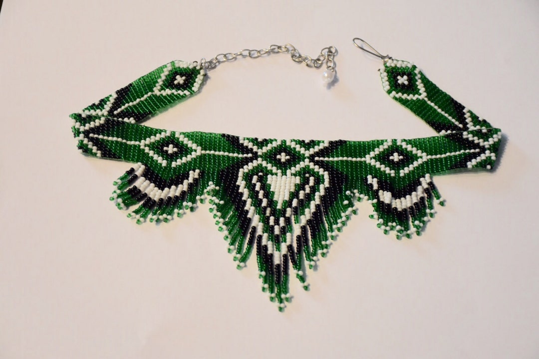 Native American Style Choker Beaded Choker Necklace, Seed Bead Necklace ...