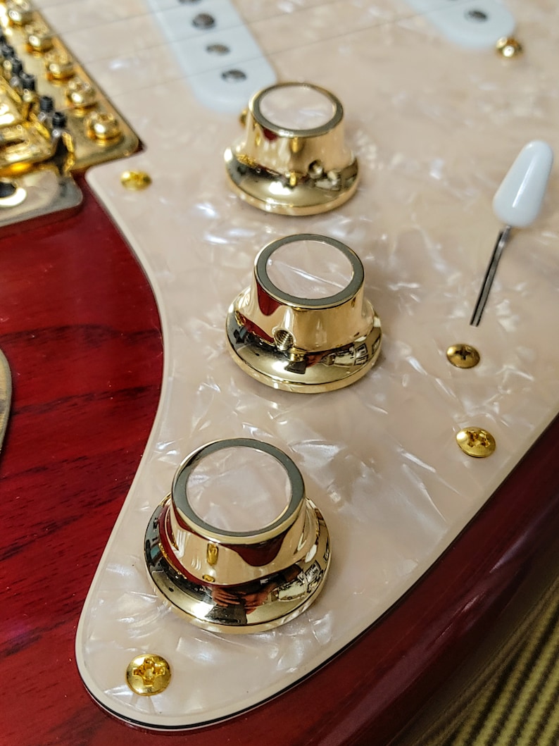 Custom Guitar Knob Set Handmade Brass With Pearloid Inlay - Etsy