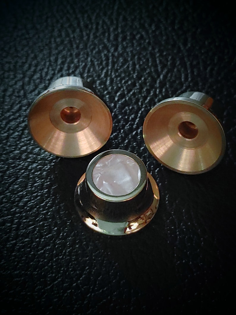 Custom Guitar Knob Set Handmade Brass With Pearloid Inlay - Etsy