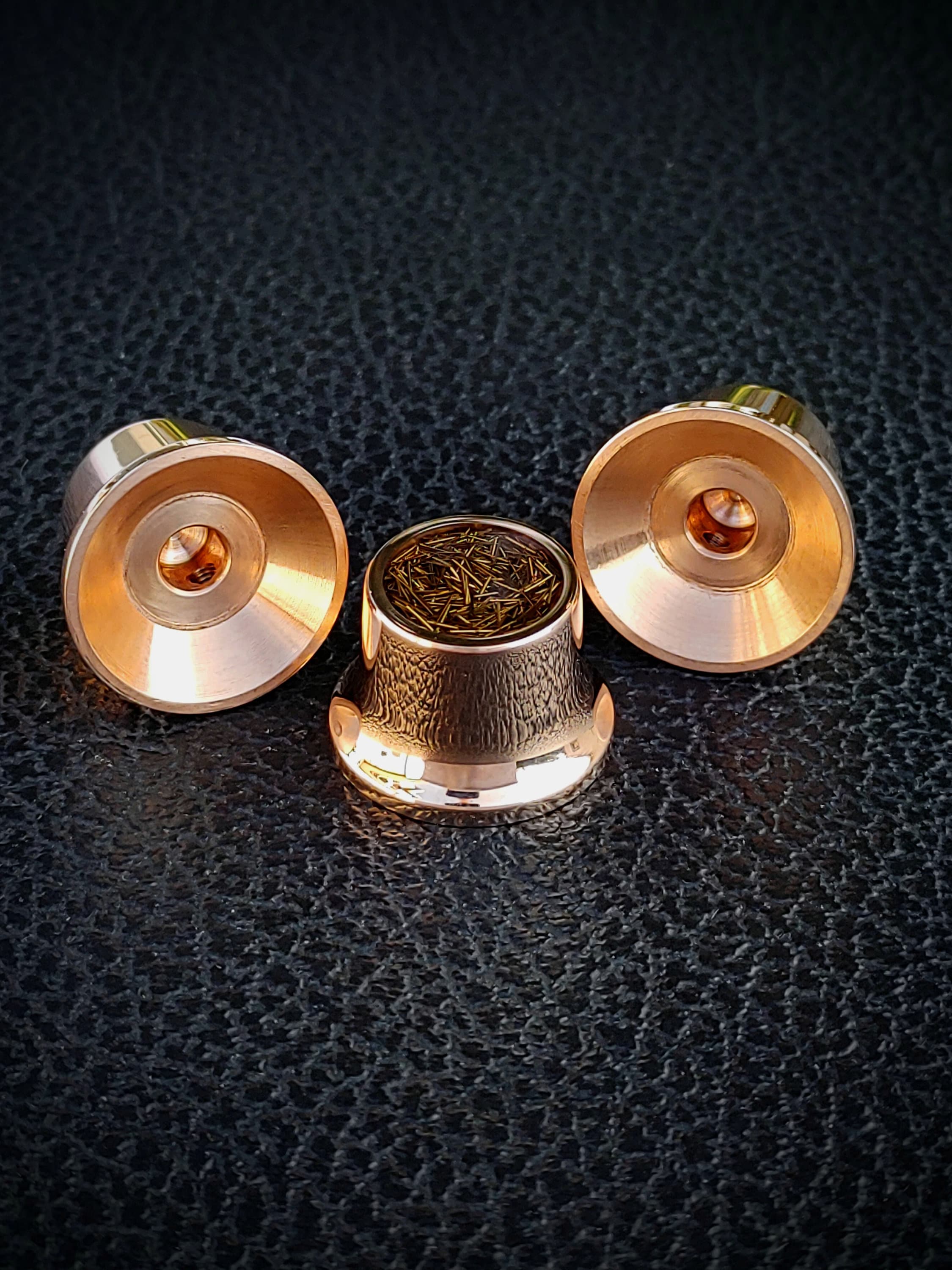 Custom Guitar Knob Set, Handmade, Bronze, With Aged Bronze Shaving Inlay, Set for Strat Style ...