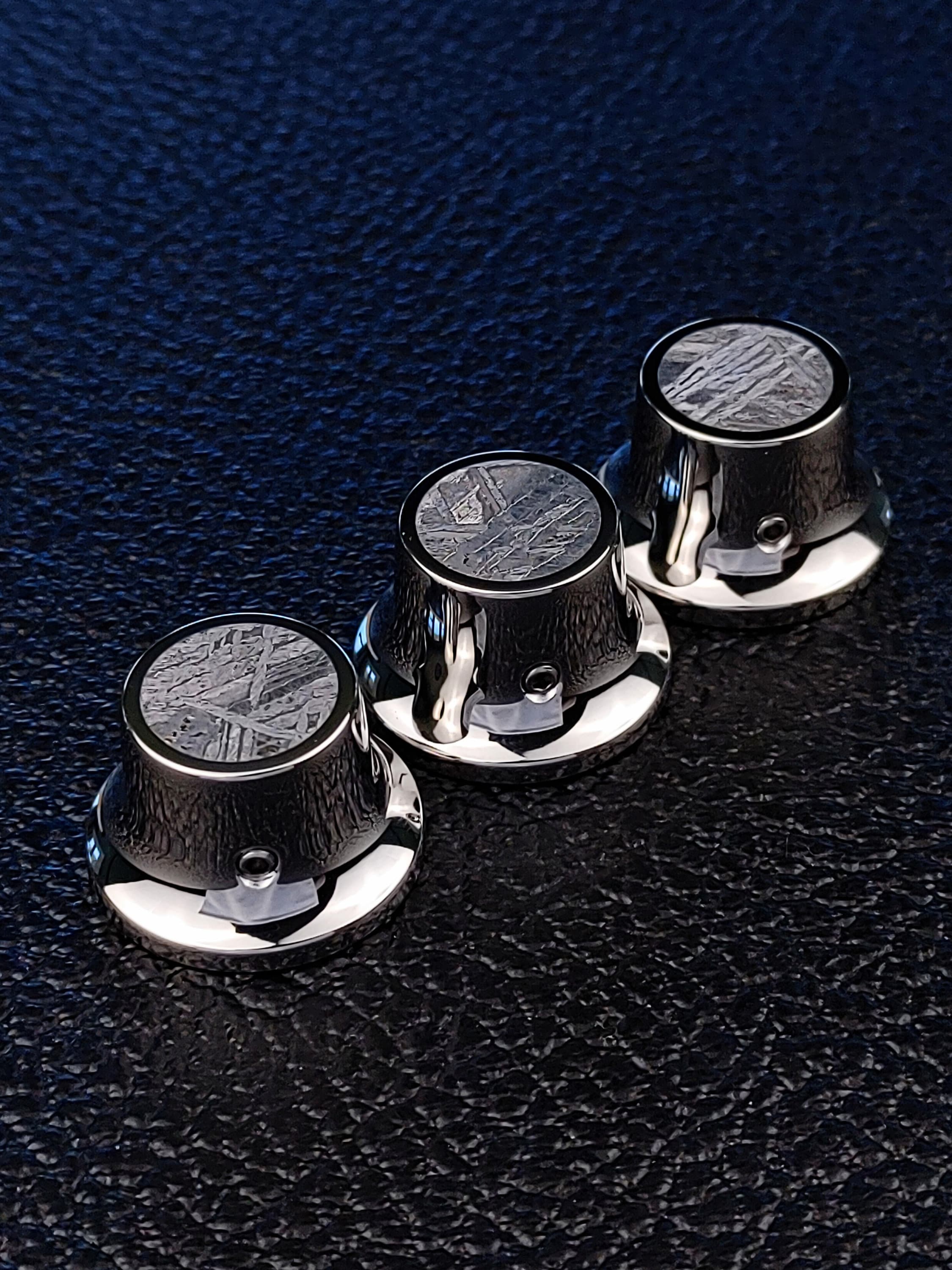 Custom Guitar Knob Set With Muonionalusta Meteorite Inlay in Solid Stainless Steel - Etsy