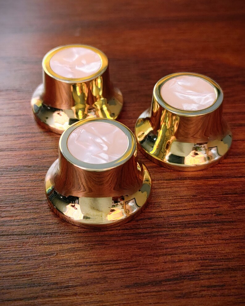 Custom Guitar Knob Set Handmade Brass With Pearloid Inlay - Etsy