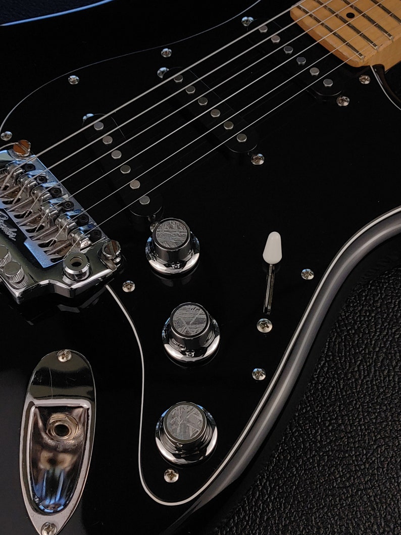 Custom Guitar Knob Set With Muonionalusta Meteorite Inlay in Solid Stainless Steel - Etsy