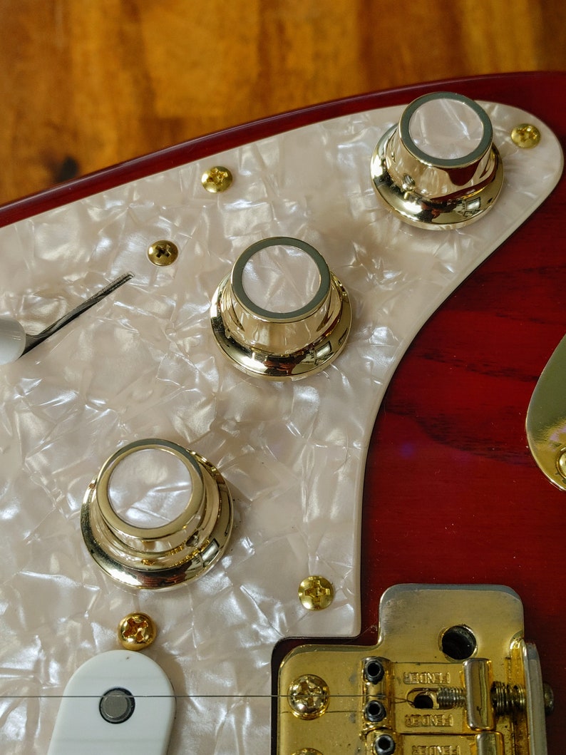 Custom Guitar Knob Set Handmade Brass With Pearloid Inlay - Etsy
