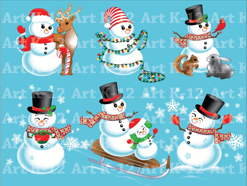 Snowman Clip Art Commercial or Personal Use - Etsy