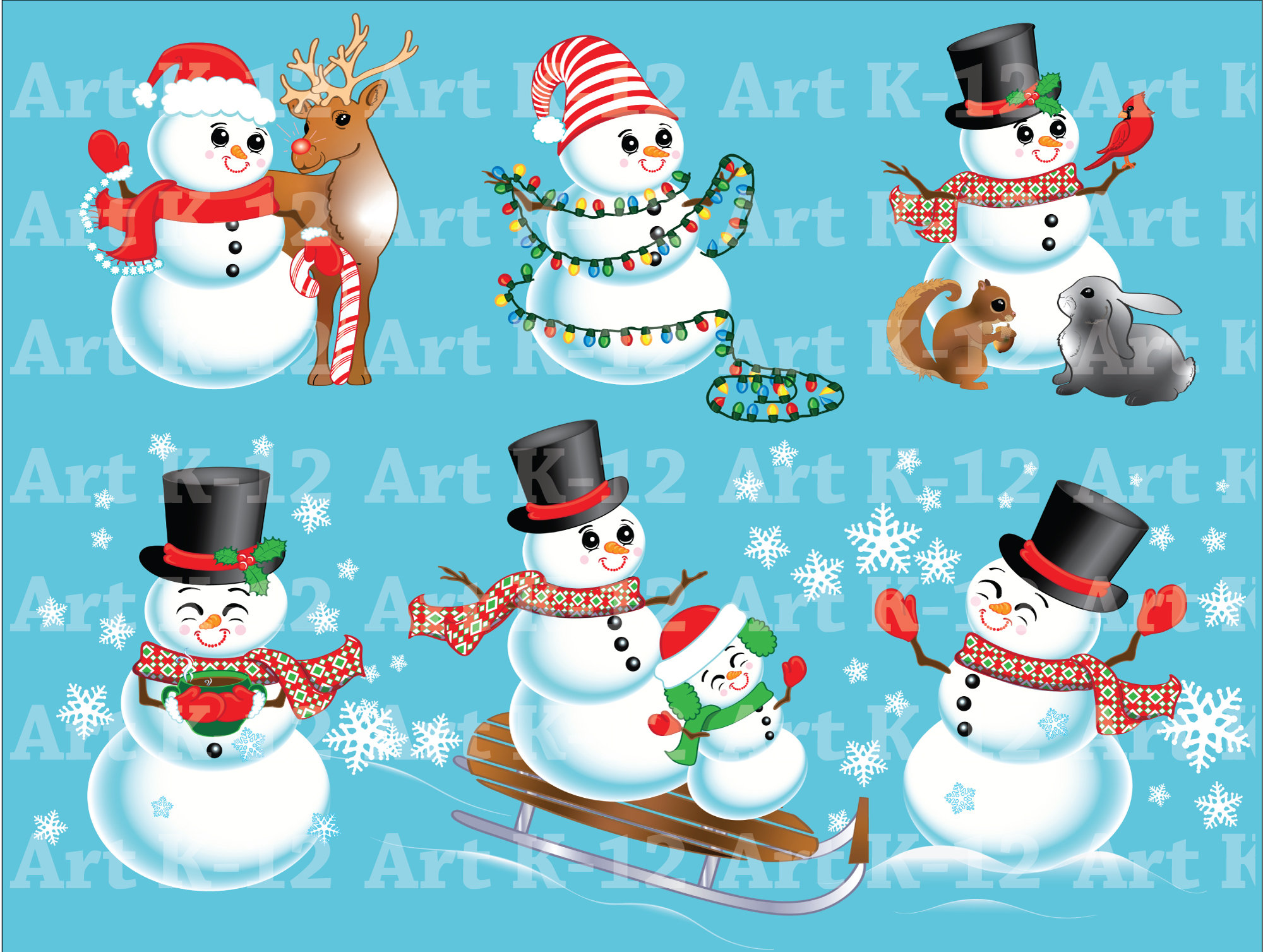 Snowman Clip Art Commercial or Personal Use - Etsy