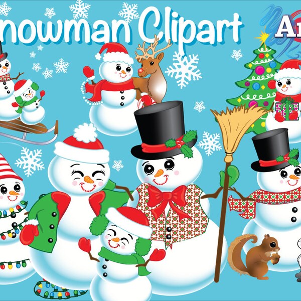 Snowman Clip Art - Etsy