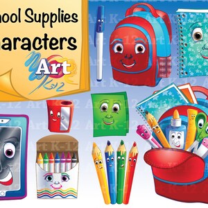 School Supplies Characters - Commercial or Personal Use - Etsy