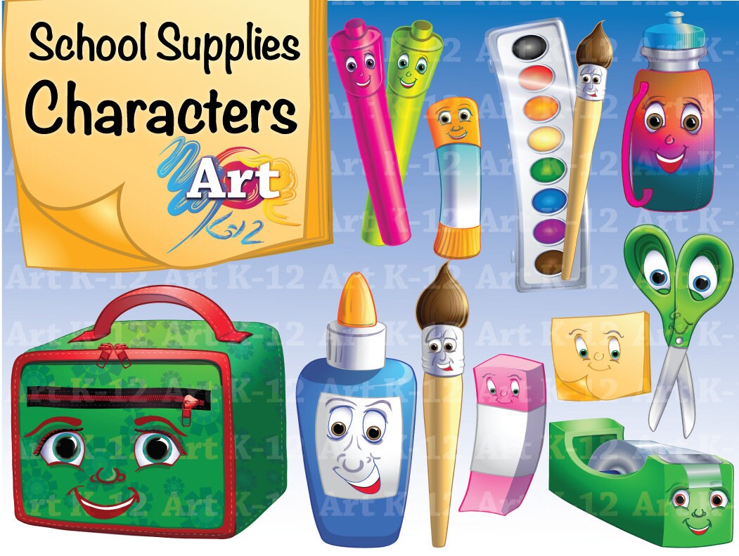 School Supplies Characters Commercial or Personal Use - Etsy