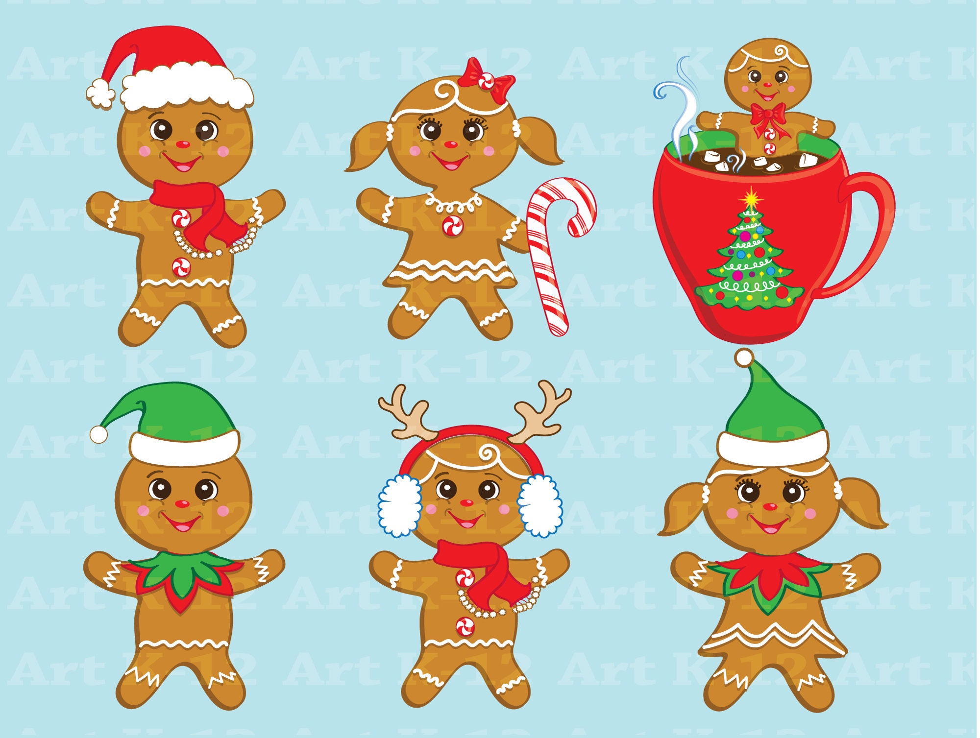 Gingerbread Man Clip Art Commercial or Personal Use - Etsy Canada