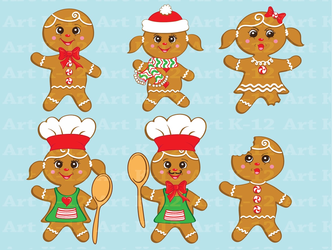 Gingerbread Man Clip Art Commercial or Personal Use - Etsy Canada